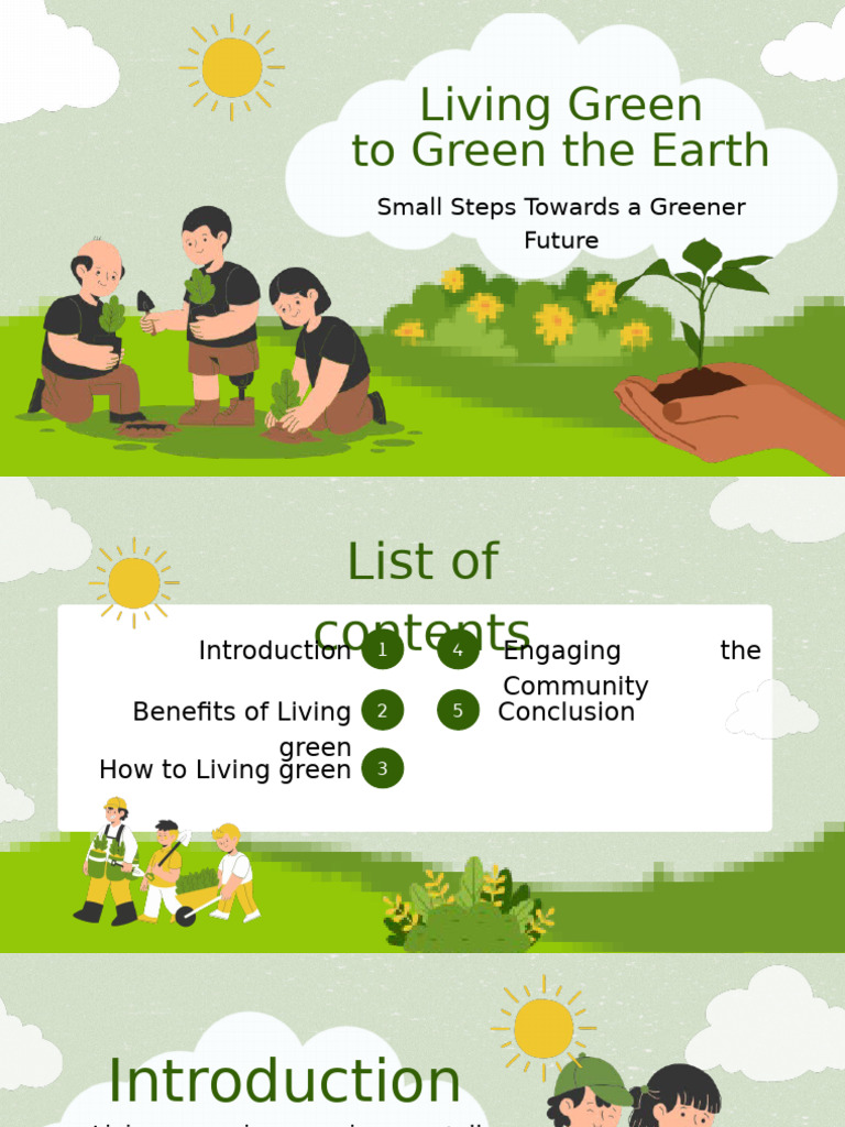 Green Illustrative Planting Trees To Green The Earth Presentation | PDF