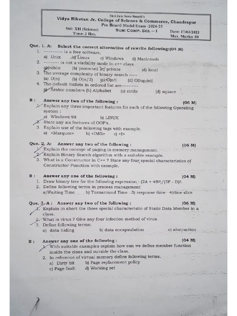 Cs 1 Modal Paper 1 | PDF
