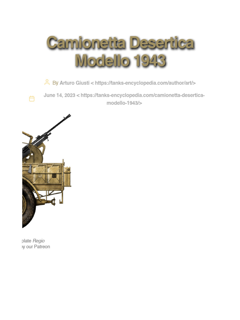 Camionetta Desertica Modello 1943 - Tank Encyclopedia | PDF | Machine Gun