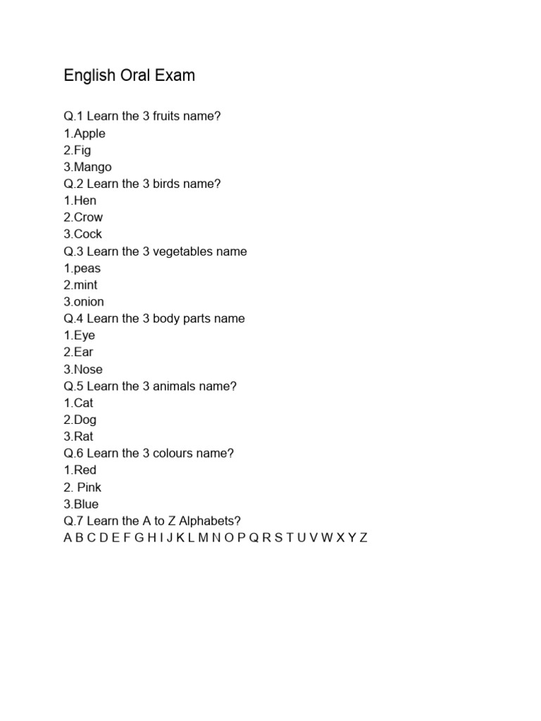 English Oral Exam | PDF