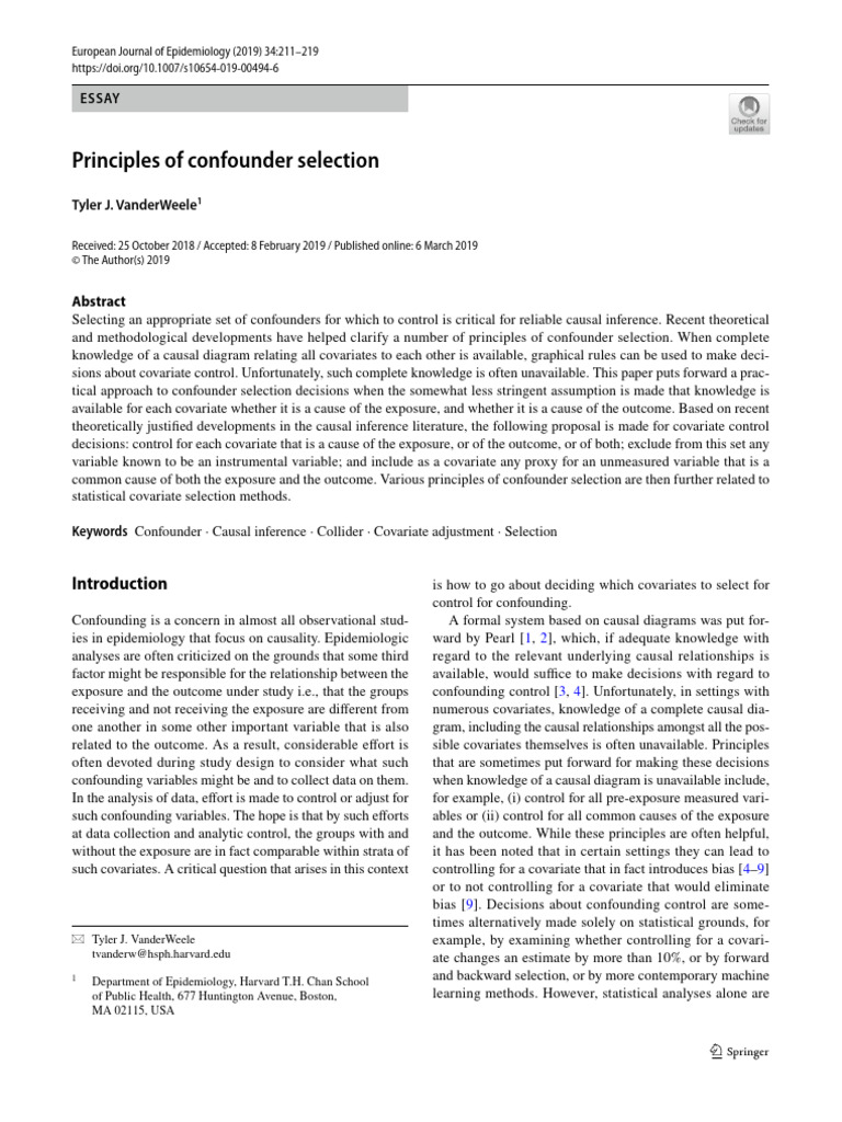 Principles Of Confounder Selection Pdf Confounding Dependent And Independent Variables