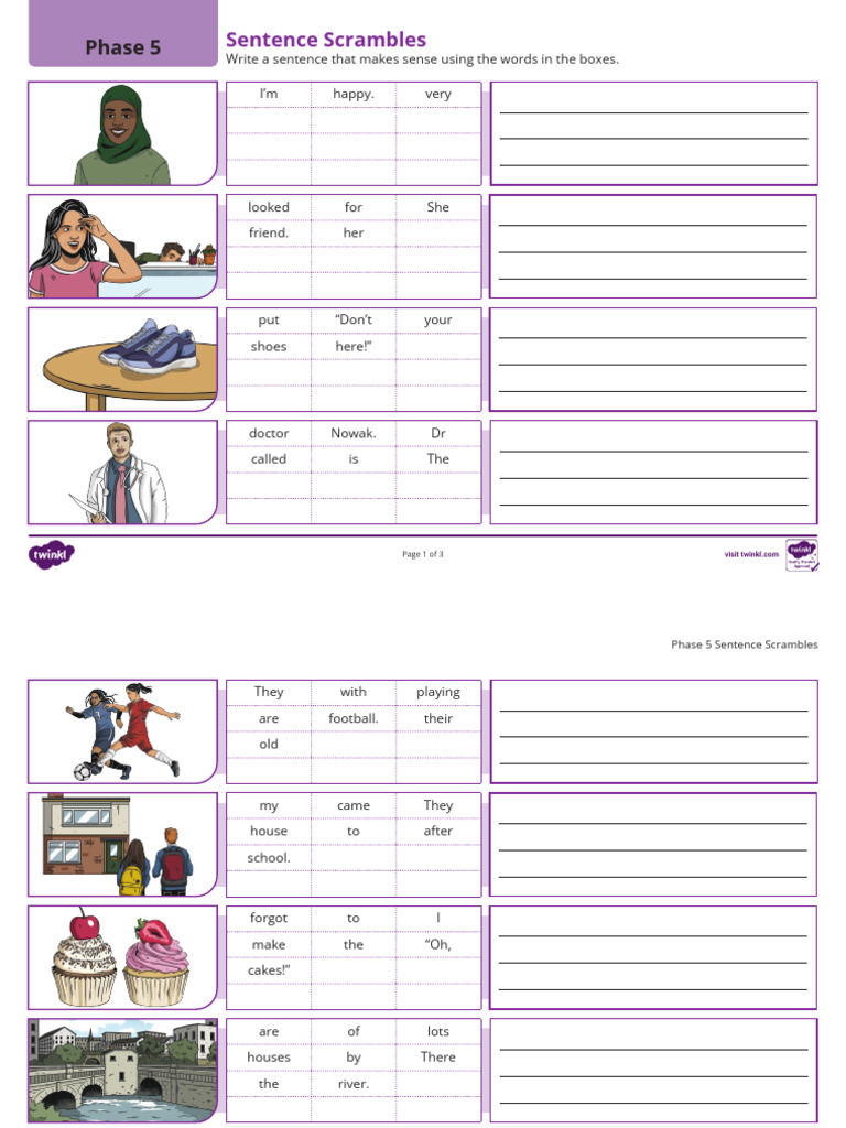 Sentence Scrambles for EAL Learners | PDF