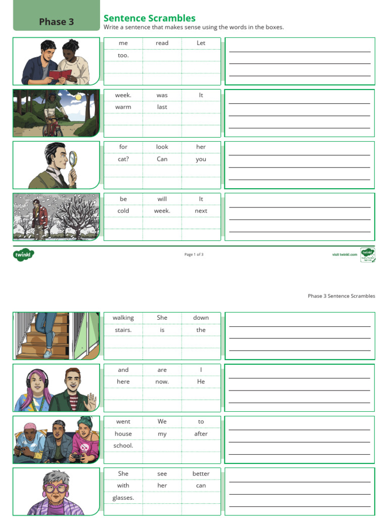 Phase 3 Sentence Scrambles | PDF