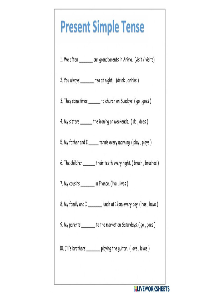Present Simple Tense Worksheet MkDI2aV | PDF