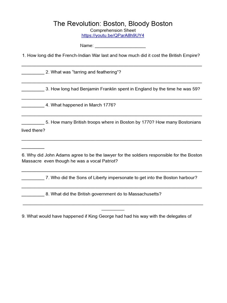 Boston Bloody Boston Comp Questions | PDF