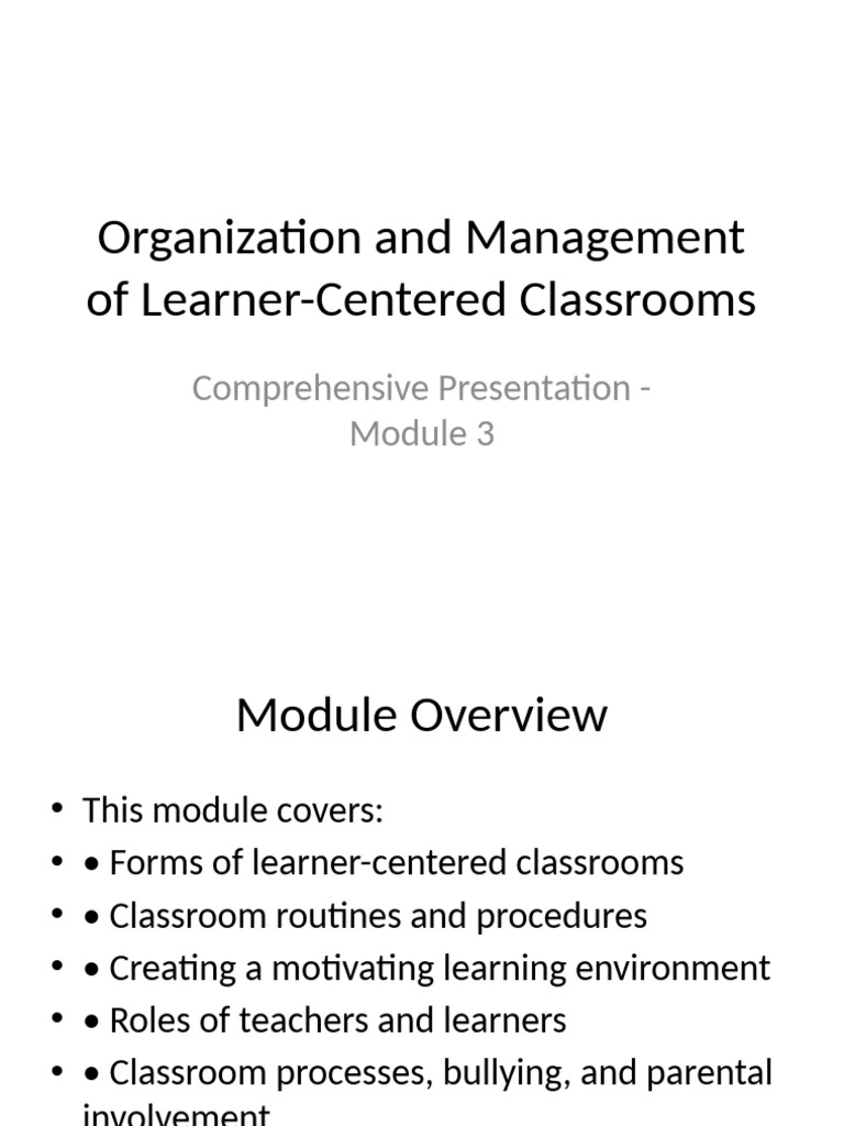 Comprehensive Learner Centered Classrooms Presentation | PDF | Learning | Classroom