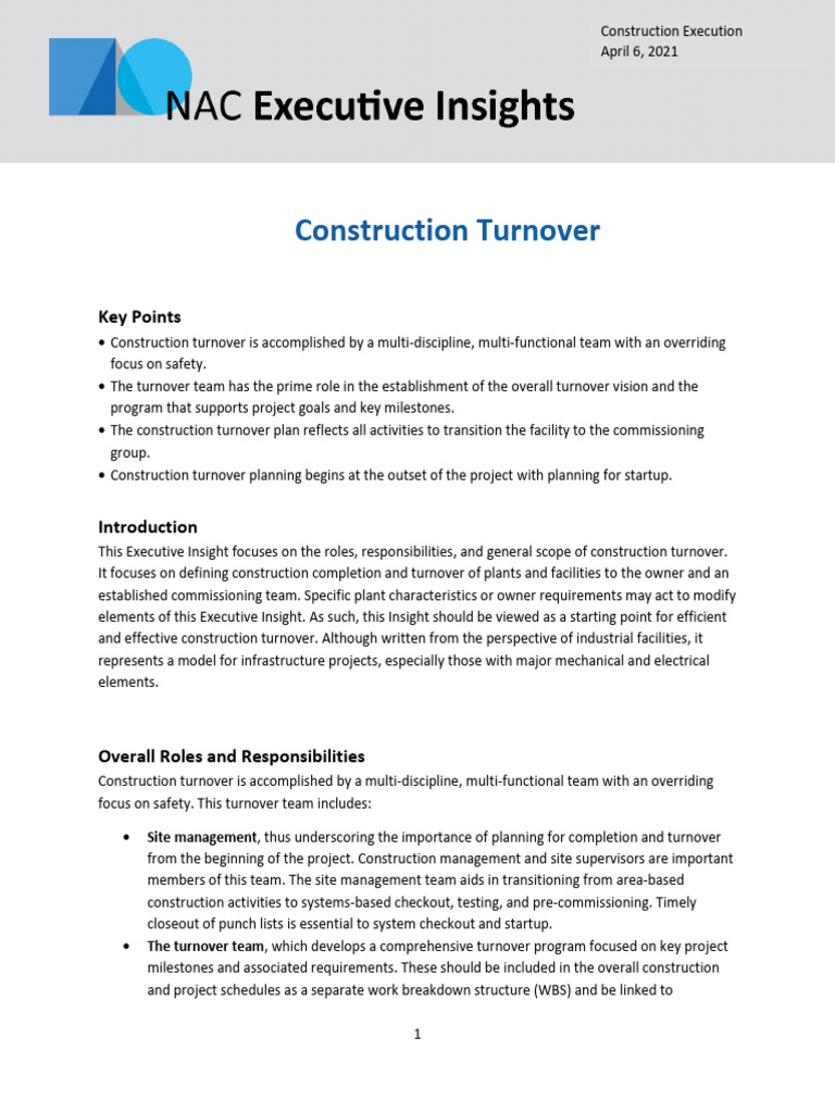 Construction Turnover Process Guide | PDF | Building Information Modeling