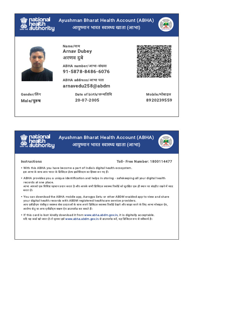 ABHA - ABHA Card Full | PDF