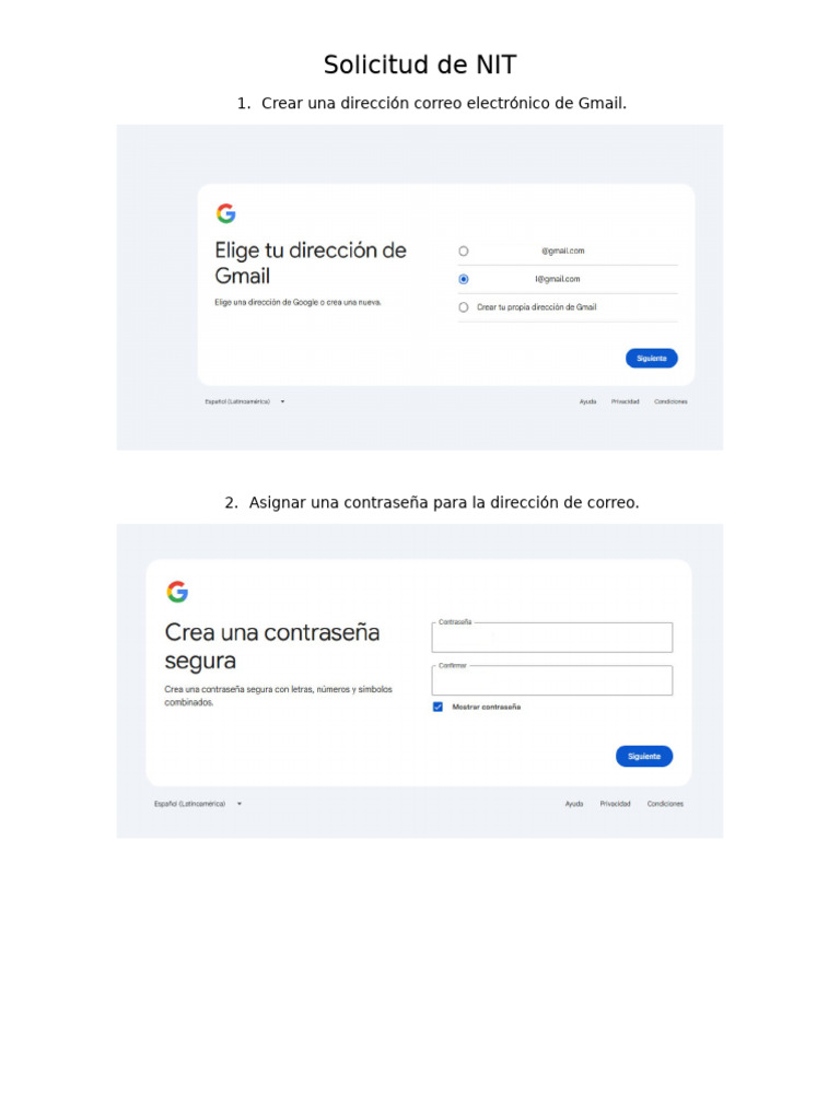 PASOS Solicitud de NIT | PDF