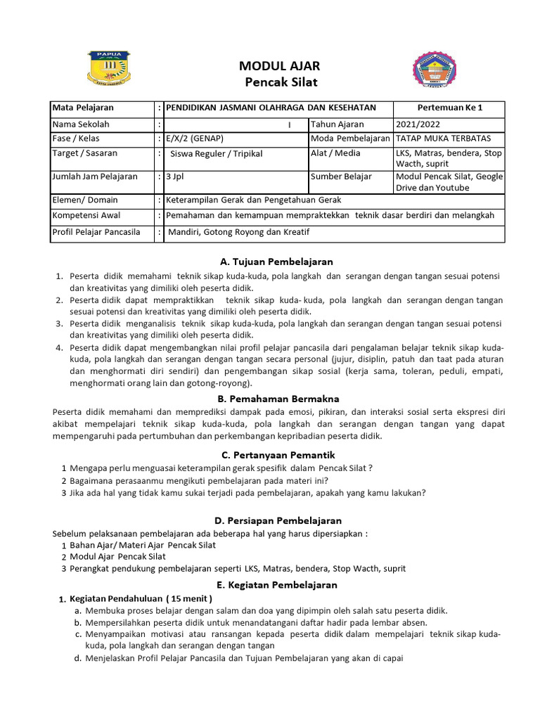 modul-ajar-psp-smk-pk-kls-x-smt-2-pencak-silat-1 | PDF