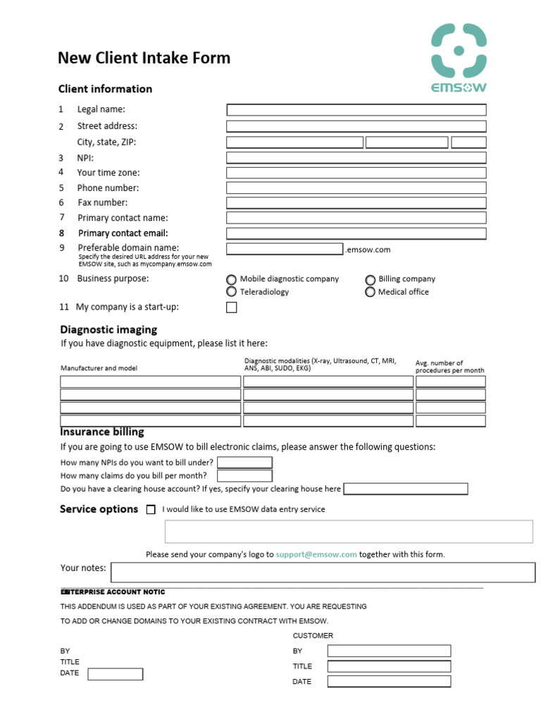 Intake Form R New | PDF