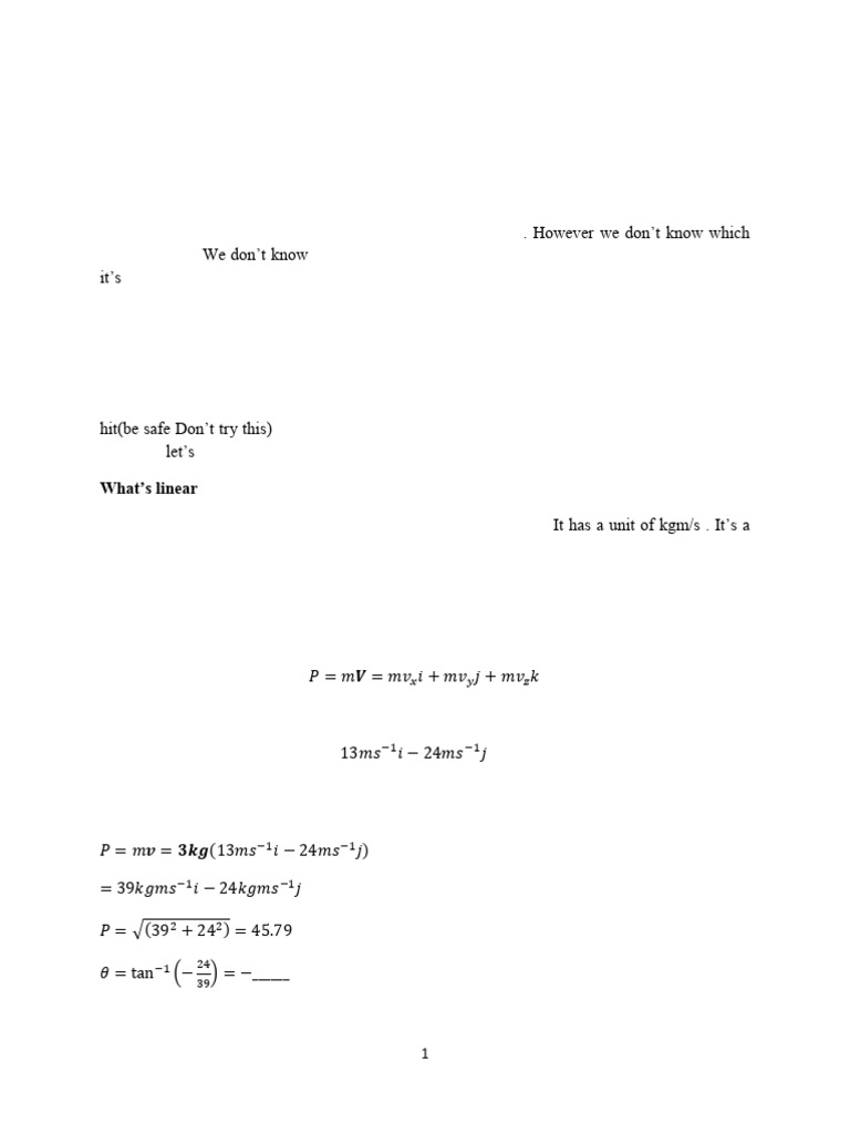Linear Momentum and Impulse Up To Elastic Collistion | PDF | Collision ...