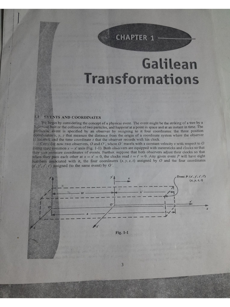 Chapter 1 Galilean Transformations | PDF