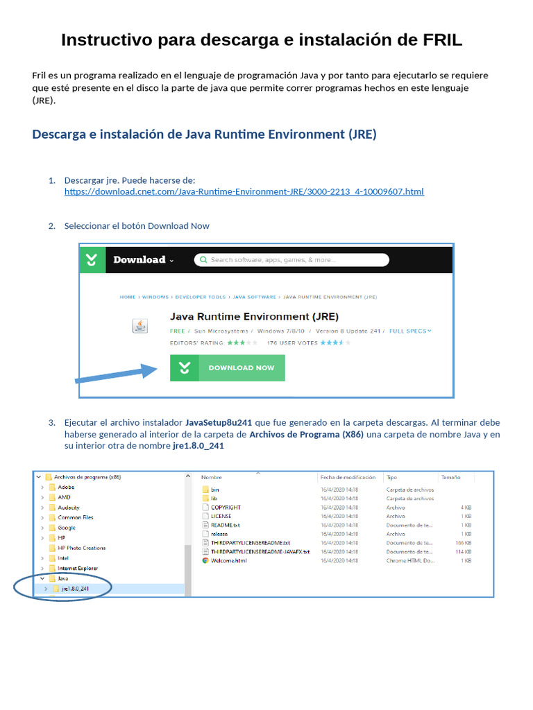 Instructivo Instalación de Fril | PDF | Archivo de computadora | Java (lenguaje de programación)