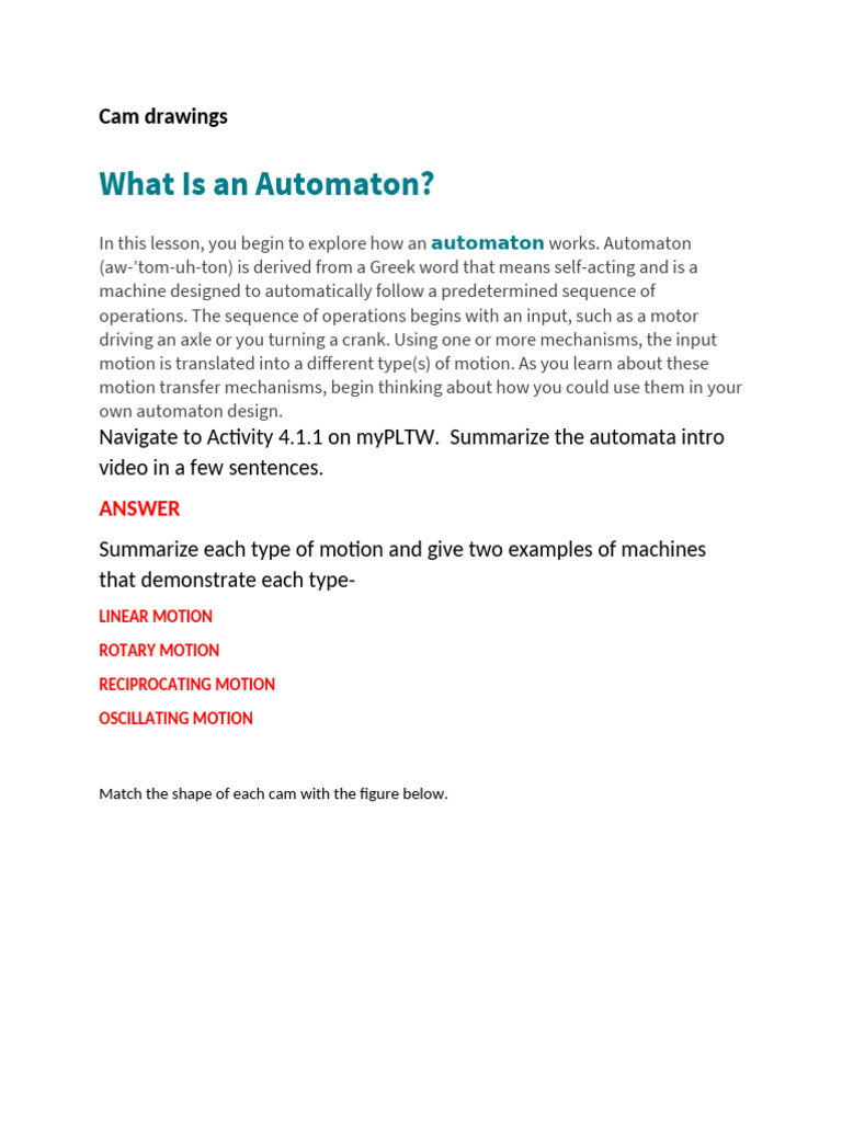 Understanding Automaton Motion and Cam Design | PDF | Machines