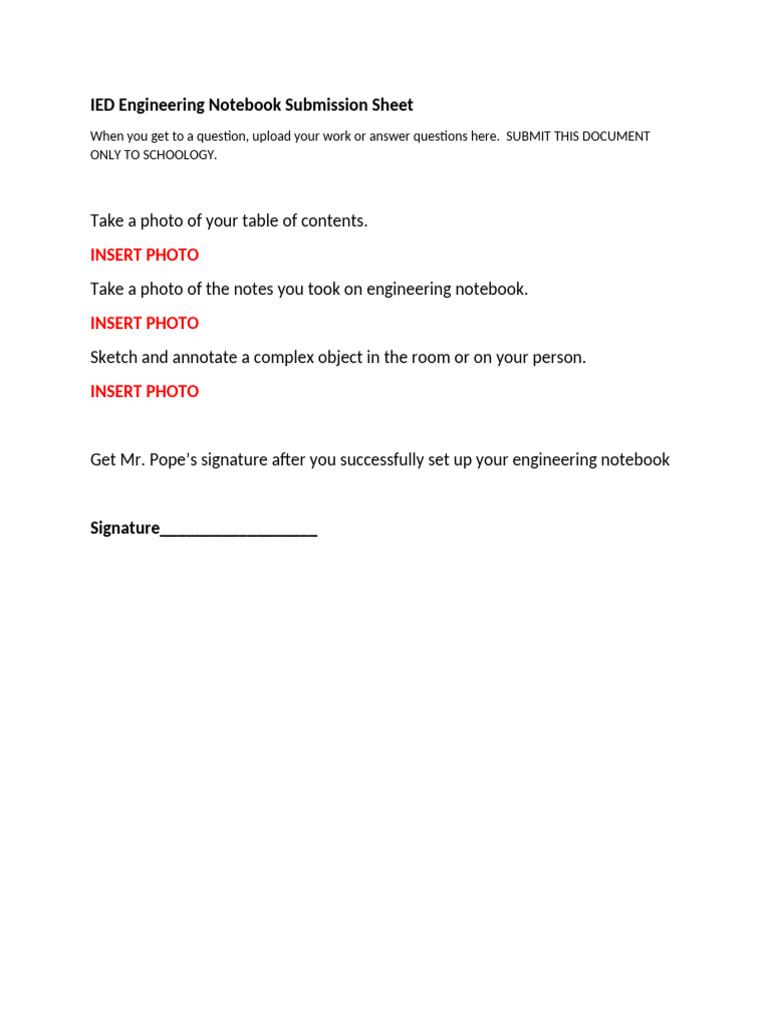 Engineering Notebook Submission | PDF
