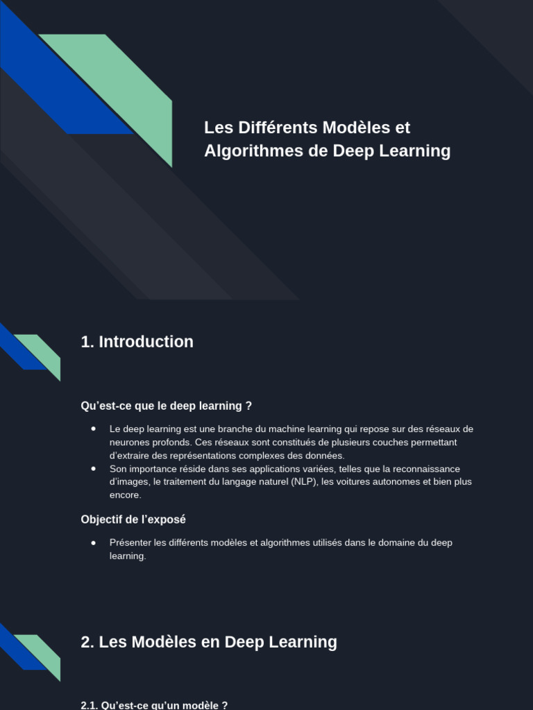 Les Différents Modèles Et Algorithmes de Deep Learning | PDF