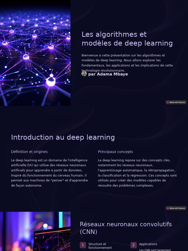 Les Algorithmes Et Modeles de Deep Learning | PDF | Apprentissage ...