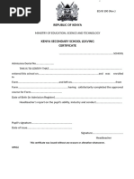 Editable Kenya Primary School Leaving Certificate | PDF