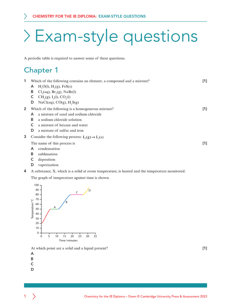 Exam Style Questions | PDF | Gases | Electron Configuration