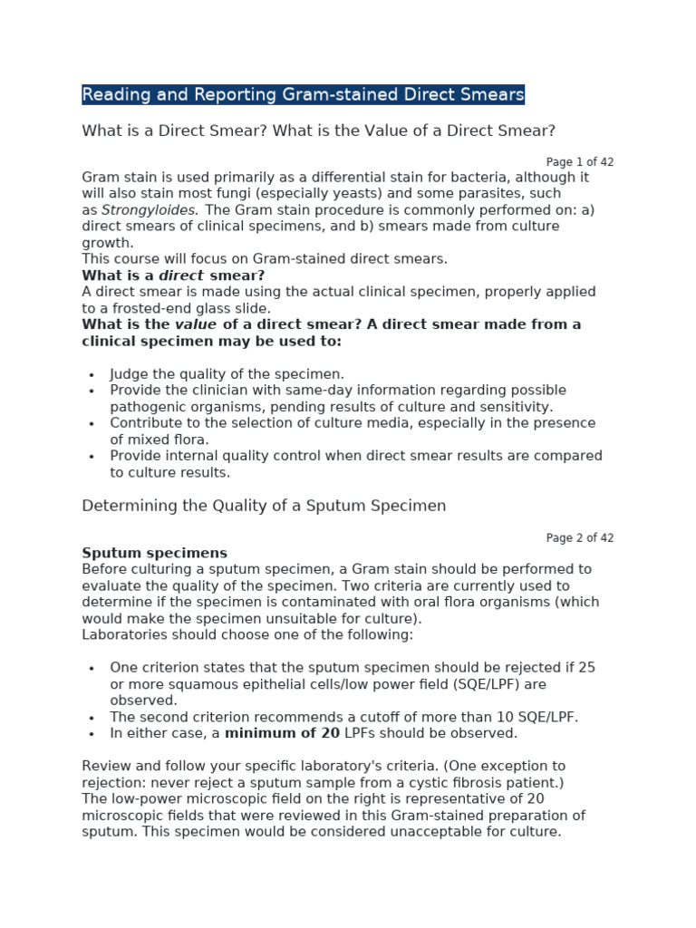 Gram-Stained Direct Smears Explained | PDF | Urinary Tract Infection ...