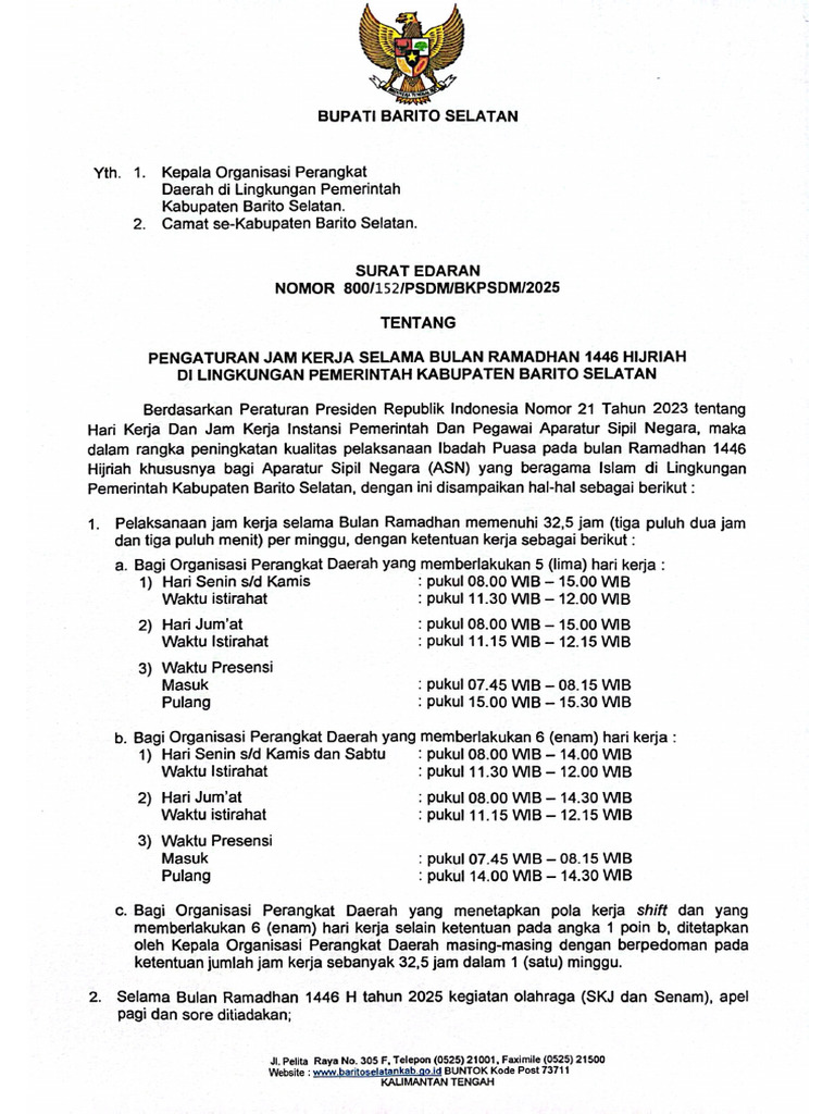 Surat-Edaran-Pengaturan-Jam-Kerja-Selama | PDF
