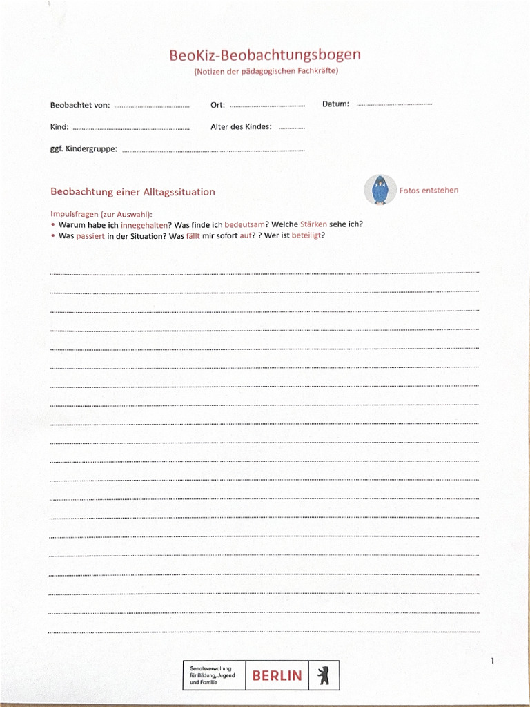 BeoKiz Beobachtungsbogen | PDF