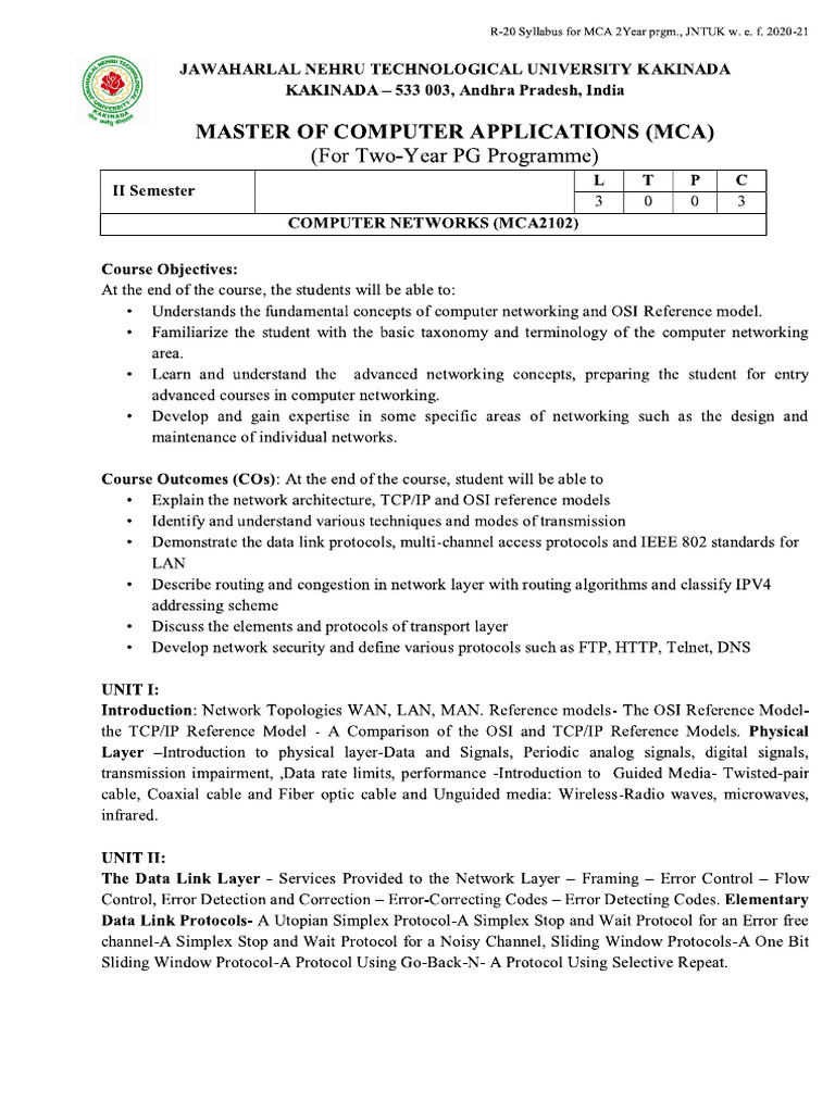 Mca II Sem Computer Networks | PDF | Transmission Medium | Osi Model