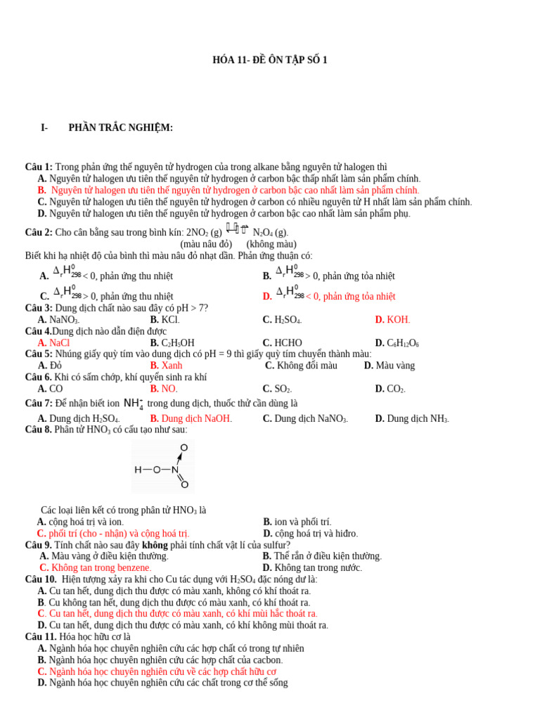 CK1 HÓA 11- ĐỀ ÔN 4 | PDF