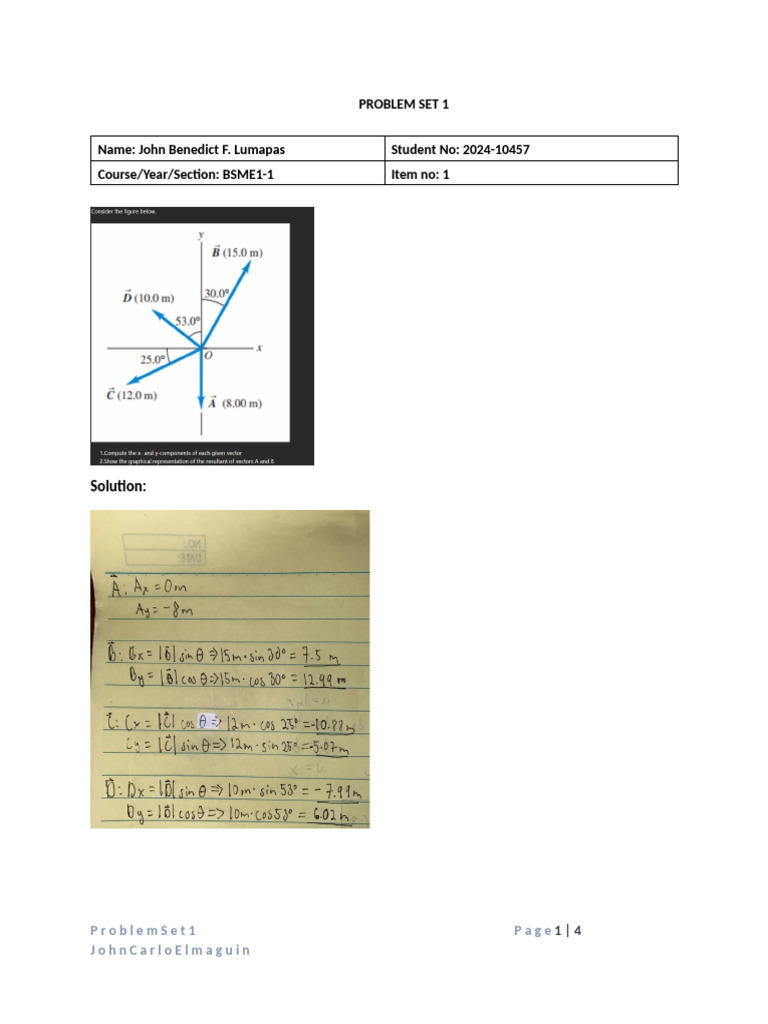 Physics Lecture - Assignment 1 | PDF