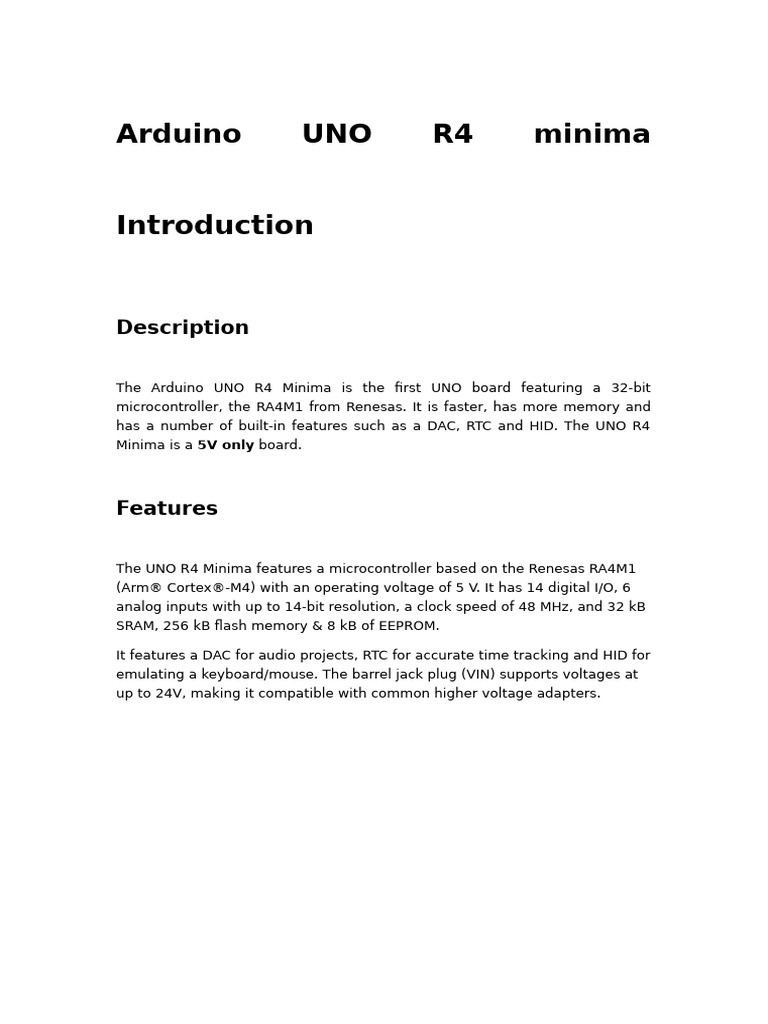 Chapter - 1 - Arduino UNO R4 Minima Introduction | PDF | Computer Science | Information And ...