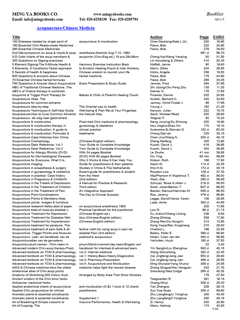Chinese Medicine Booklist | PDF | Traditional Chinese Medicine | Acupuncture