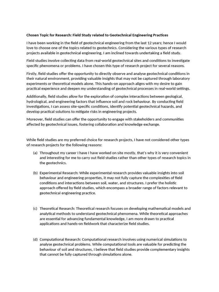 Research Topic Selection Reasons | PDF | Geotechnical Engineering ...