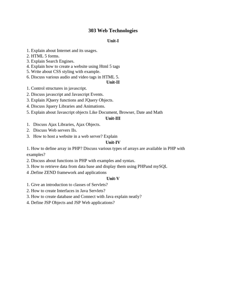 Web Technologies: HTML, CSS, JavaScript, PHP | PDF