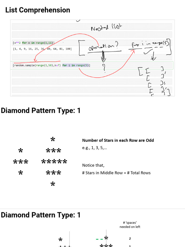 Diamond Pattern Generation in Python | PDF