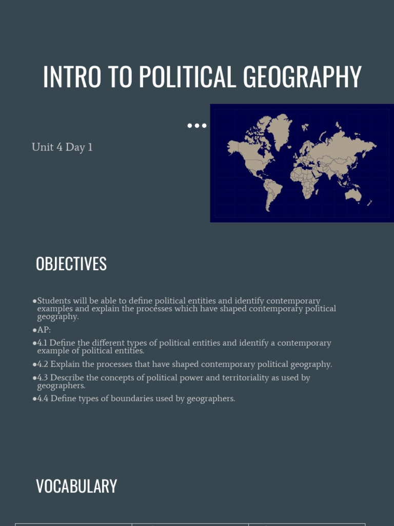 Intro To Political Geography: Unit 4 Day 1 | PDF | Political Science ...