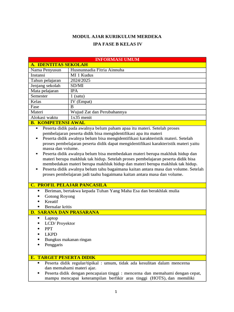Modul Ipa 1 | PDF