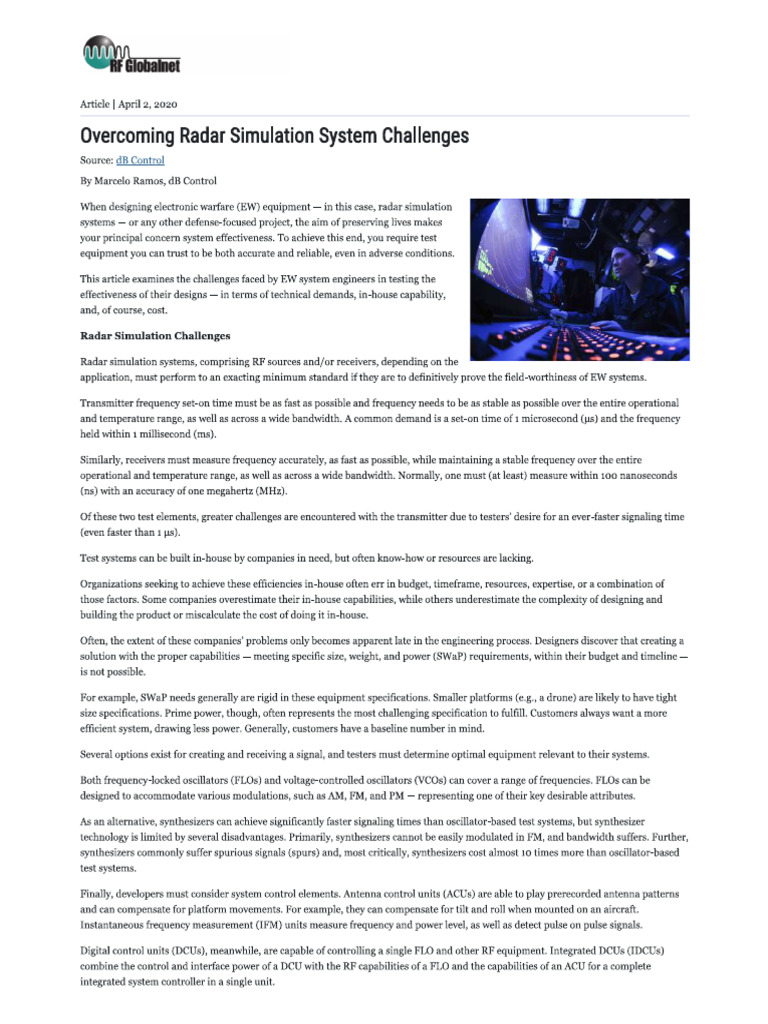 Overcoming Radar Simulation System Challenges | PDF