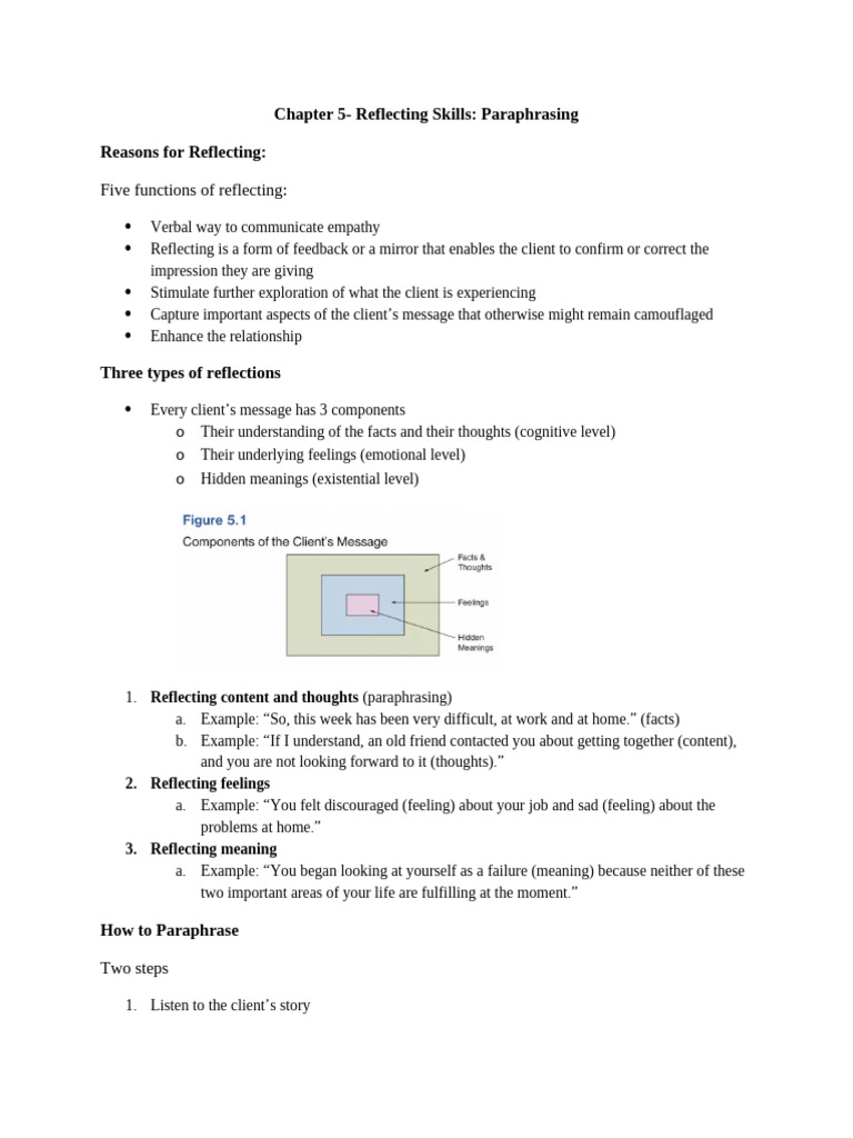 Chapter 5 Reflecting-Paraphrasing | PDF | Thought | Human Communication