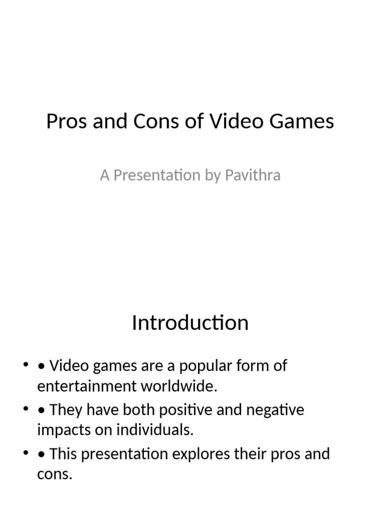Video Games: Pros and Cons Explained | PDF