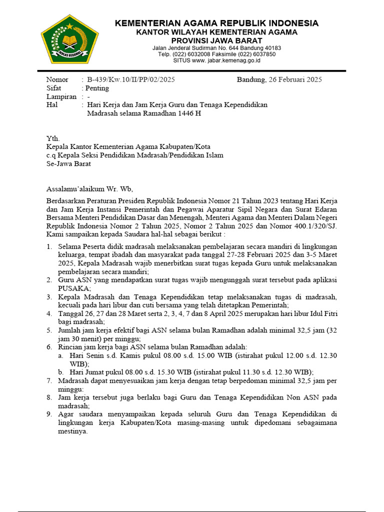 20250226194627surat Libur Ramadhan | PDF