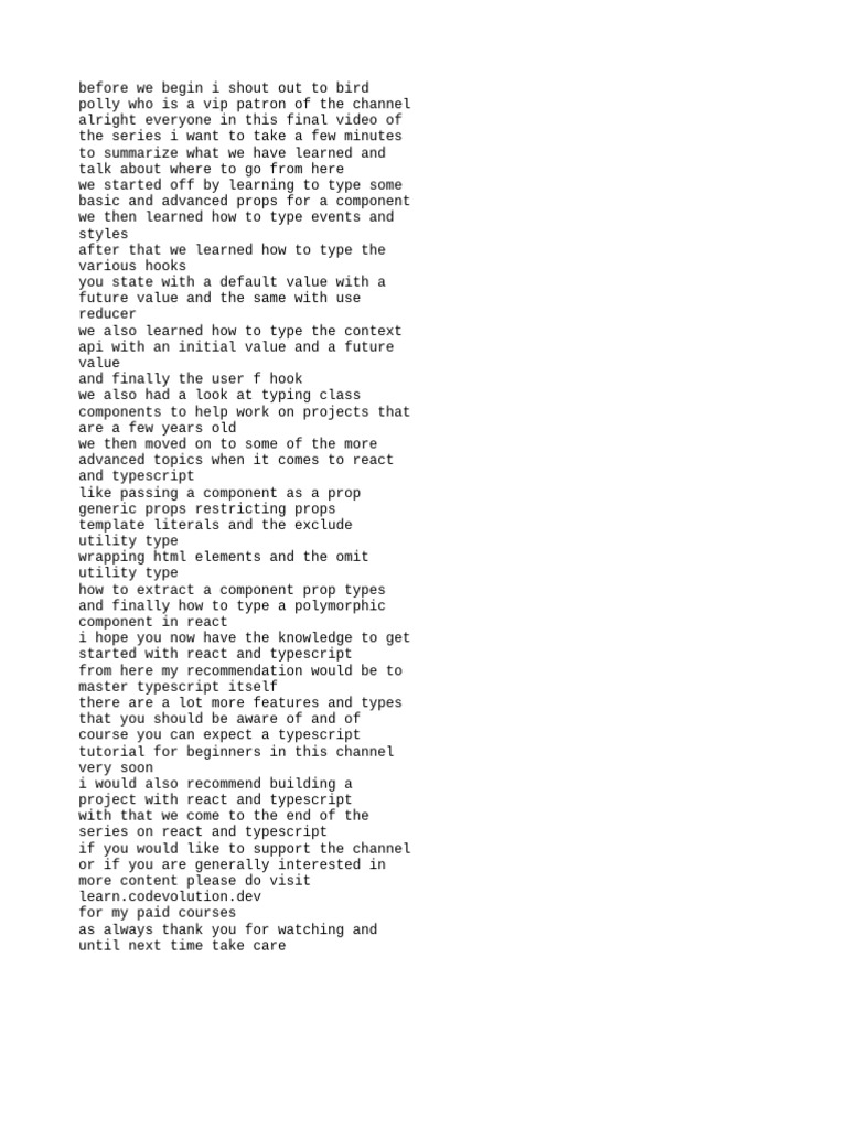 119 - React TypeScript Tutorial - 25 - Wrapping Up | PDF