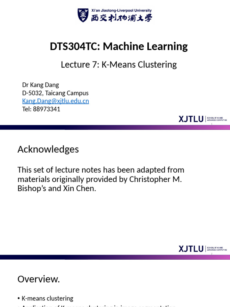 Lecture7_KMeans | PDF | Cluster Analysis | Algorithms