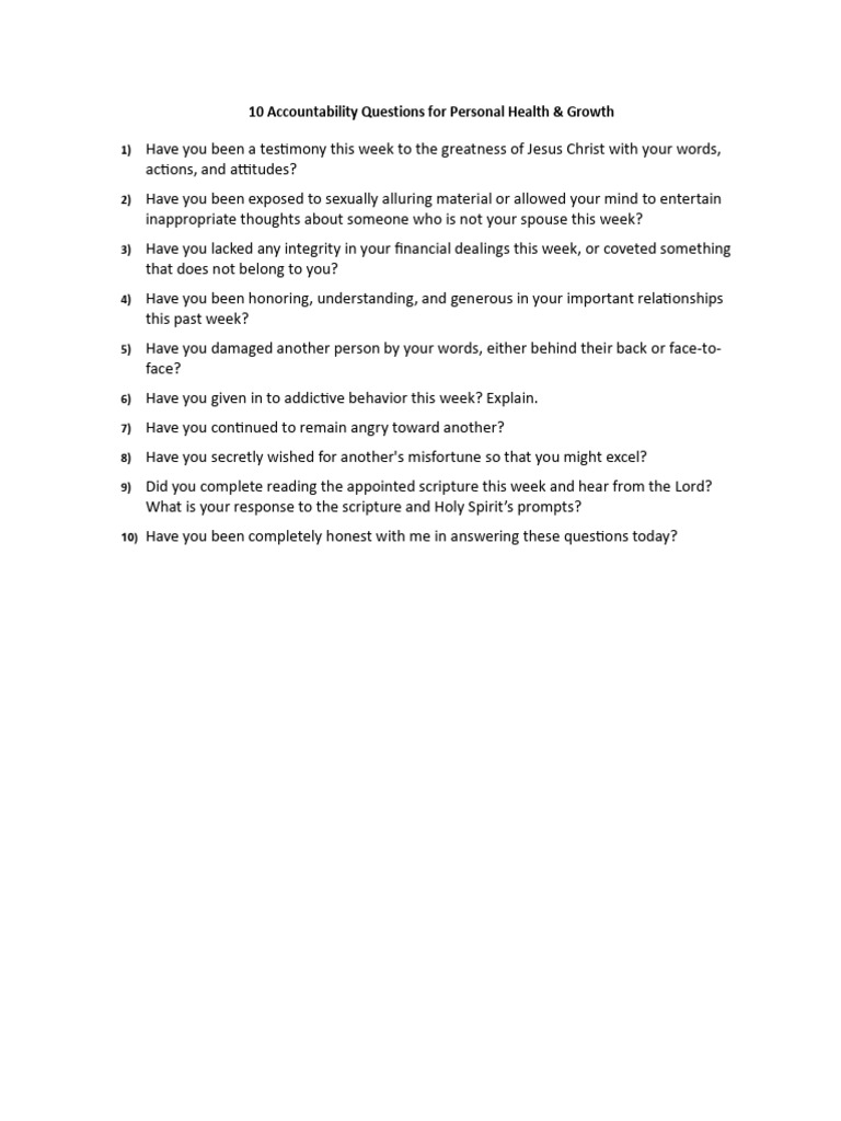 10 Accountability Questions For Personal Spiritual and Relational ...