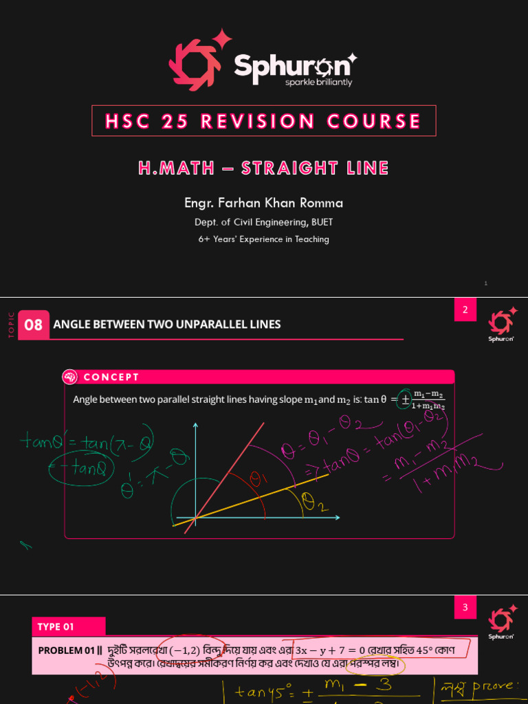 Straight Line 04 (3F, 3G, CQ, MCQ) HSC 25 Revision | PDF