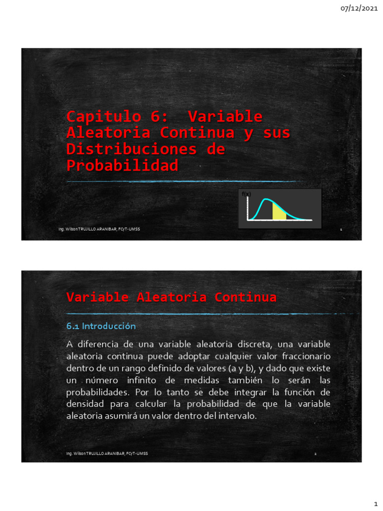 Capitulo 6 - Var Aleatoria Continua - II - 2021 | PDF | Variable aleatoria | Distribución normal