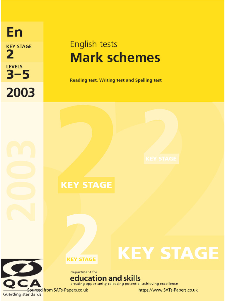 2003 Key Stage 2 English Mark Schemes | PDF | Clause | Sentence (Linguistics)