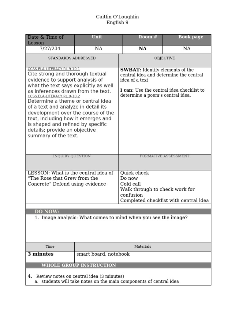 Analyzing Central Ideas in Poetry | PDF | Cognition