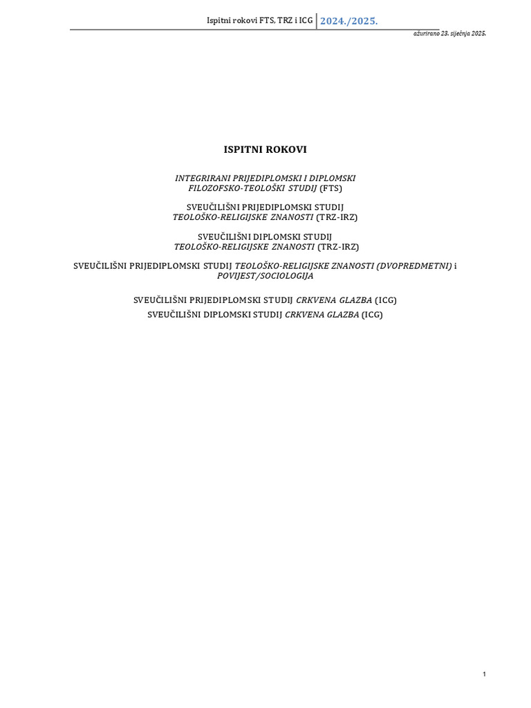 Zimski Ispitni Rokovi - 20242025 3 | PDF