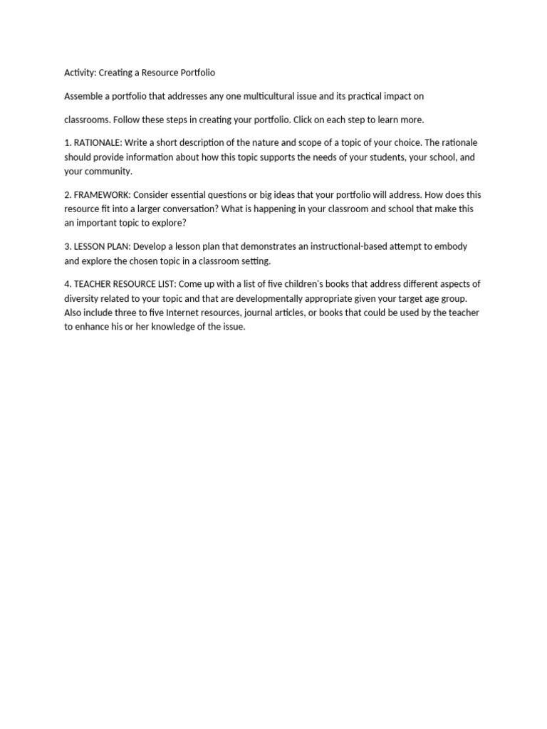 Activity Creating A Resource Portfolio | PDF